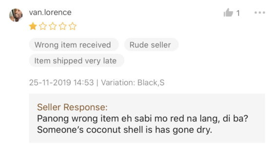 Online Seller Has Hilarious Comebacks For Shopee One Star Reviews
